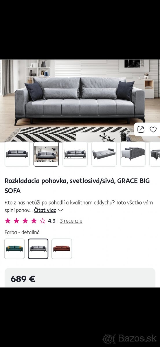 Gauč/ Sedačka rozkladacia ŠEDÁ - Bratislava | Bazoš.sk