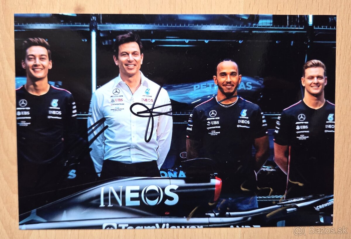 Mercedes F1 Hamilton Russell Schumacher Wolff autogramy - Česká ...