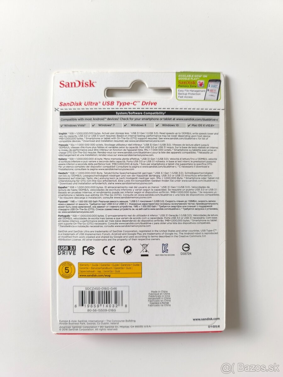 SanDisk Flash Drive for USB Type-C 16GB - Trnava | Bazoš.sk