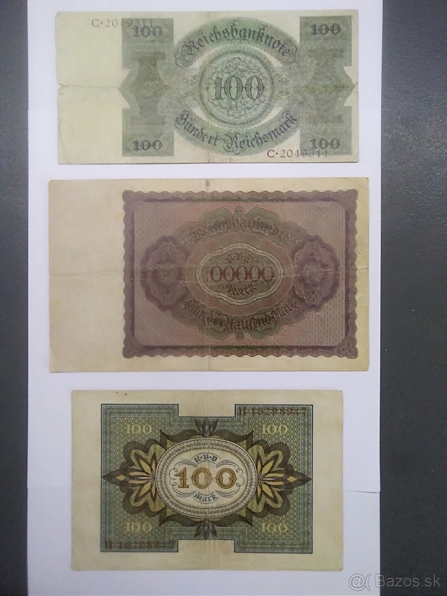 bankovky říšské marky Reichsbanknote - Česká republika | Bazoš.sk