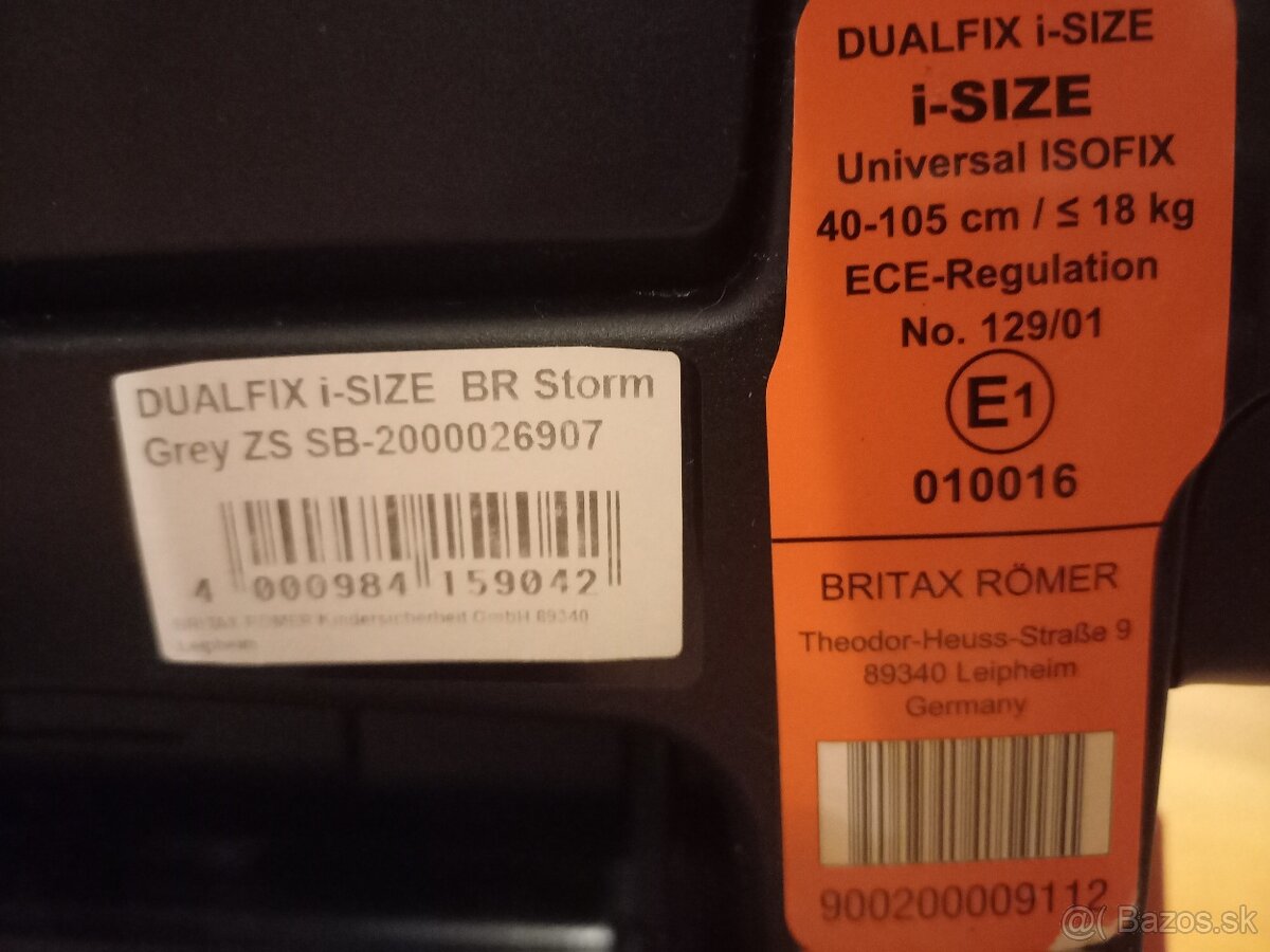 Autosedačka Britax Römer Dualfix i-Size - Malacky | Bazoš.sk