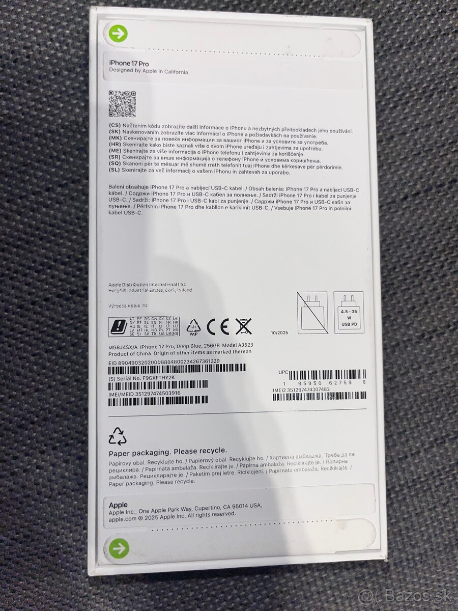 iPhone 17pro 256gb - Zlaté Moravce | Bazoš.sk