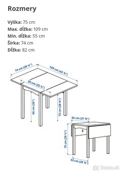 Rozkladací kuchynský stôl + 2 stoličky - Bratislava | Bazoš.sk
